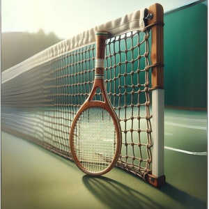 Vintage Tennis Racquet and Court Art Print - Classic Sports Decor - Etsy