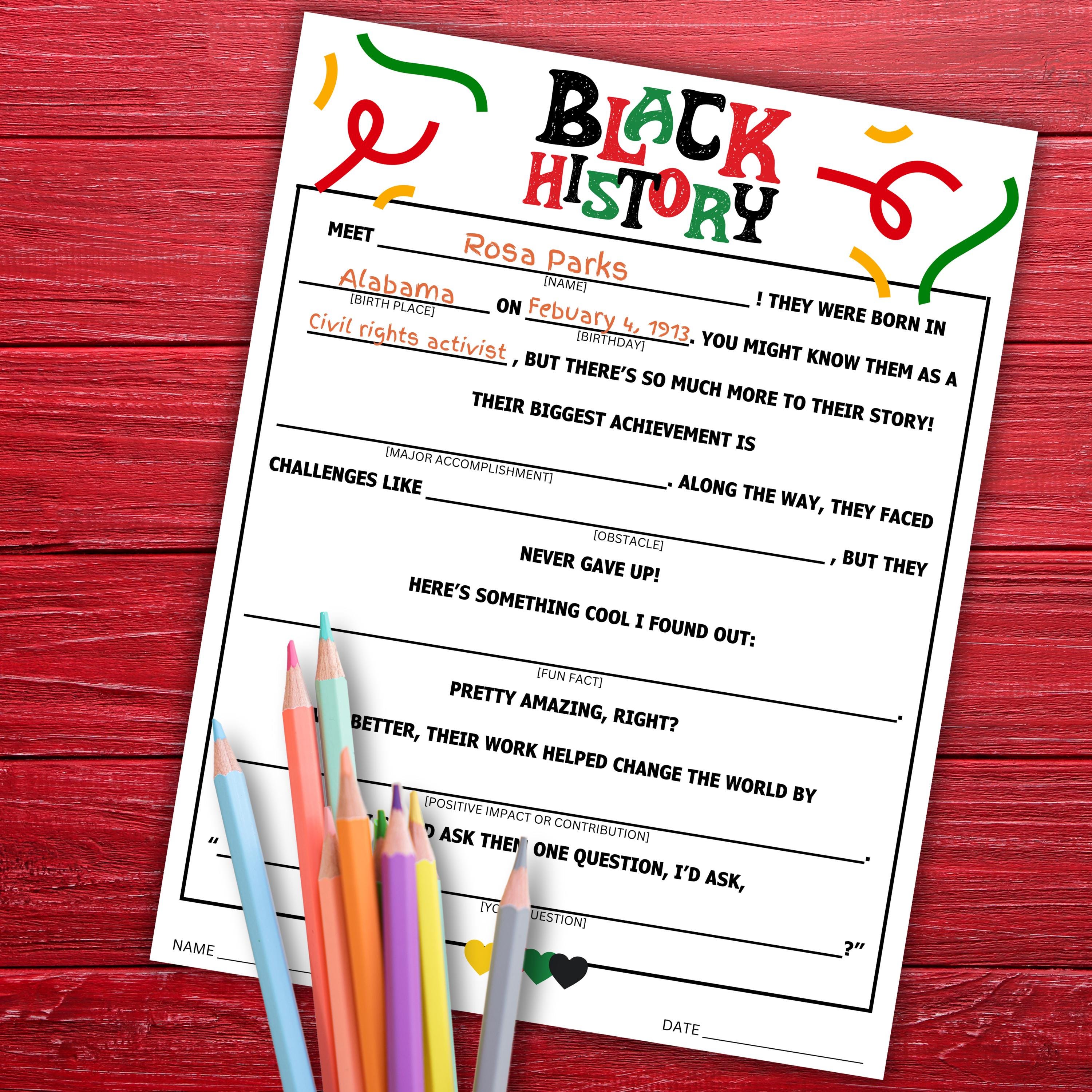 Black History Printable Worksheets for Kids | Educational Homeschooling ...