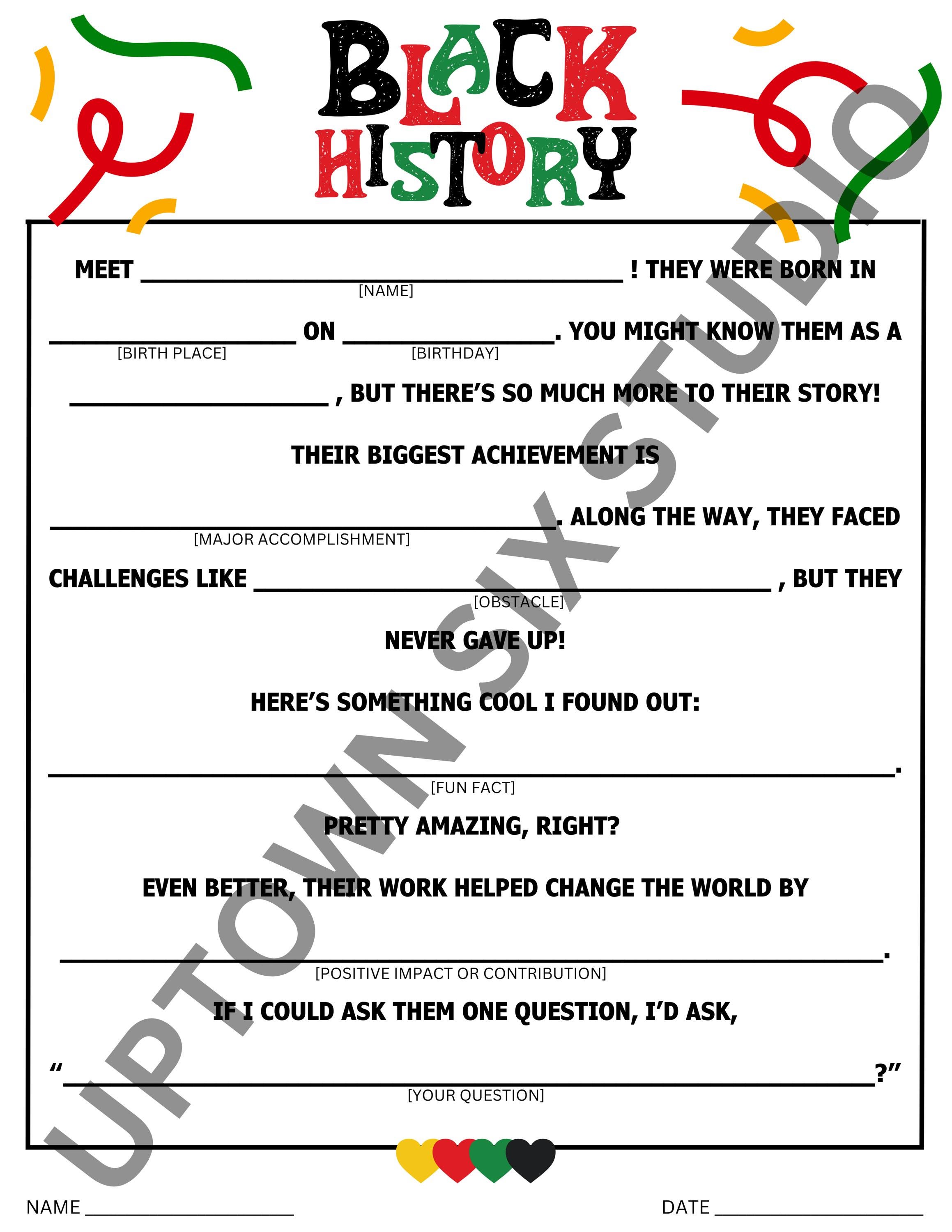 Black History Printable Worksheets for Kids | Educational Homeschooling ...