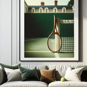 Vintage Tennis Racquet and Court Art Print - Classic Sports Decor - Etsy