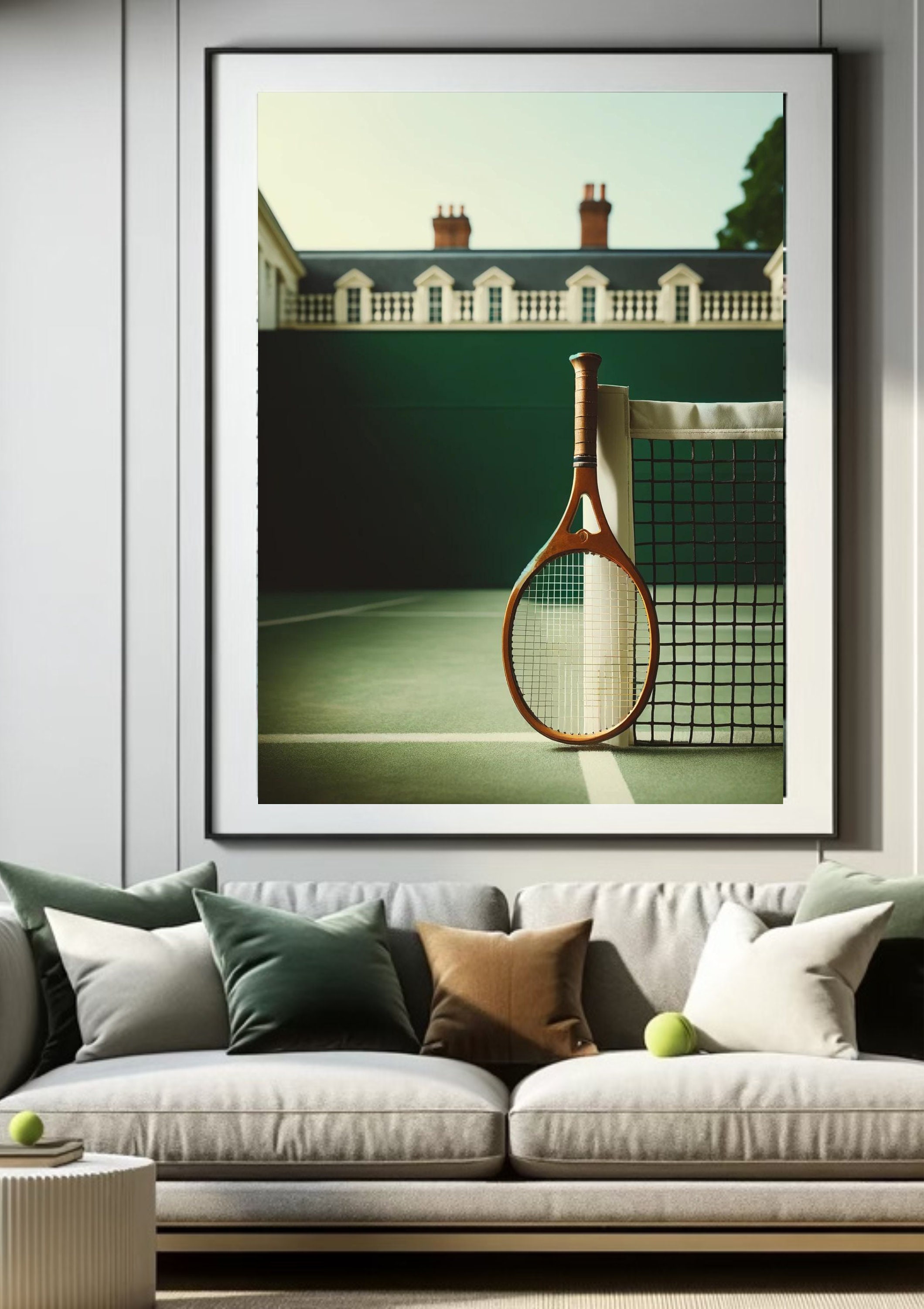 Vintage Tennis Racquet and Court Art Print - Classic Sports Decor - Etsy