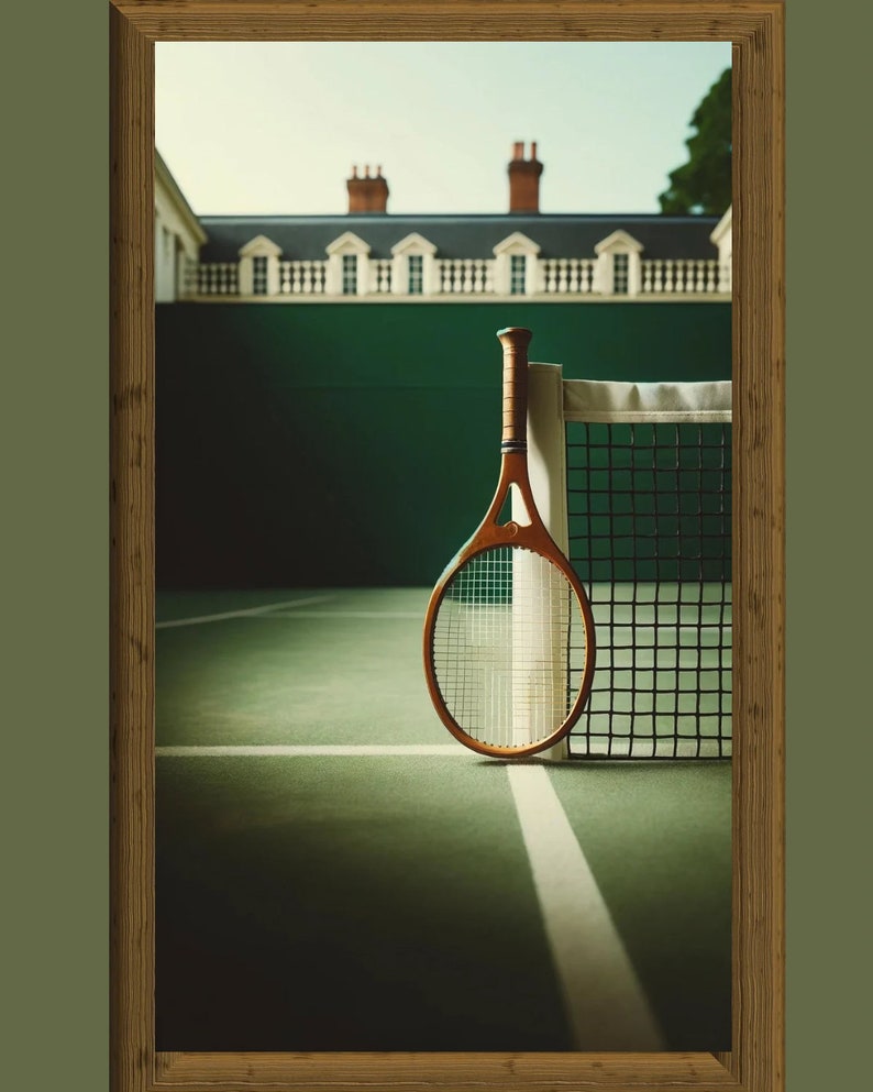 Vintage Tennis Racquet and Court Art Print - Classic Sports Decor - Etsy