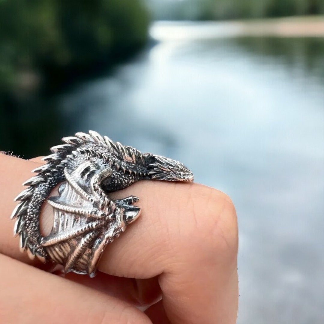 Retro Dragon Ring, Rings for Men, Gift for Boyfriend, Gothic Style ...
