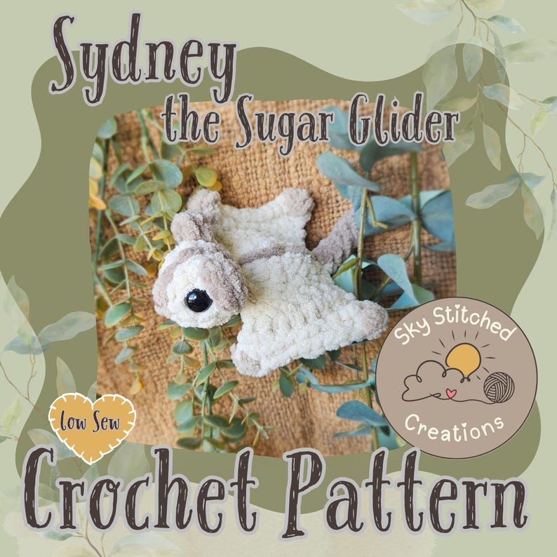 Sugar Glider Crochet Pattern - Low Sew - Etsy