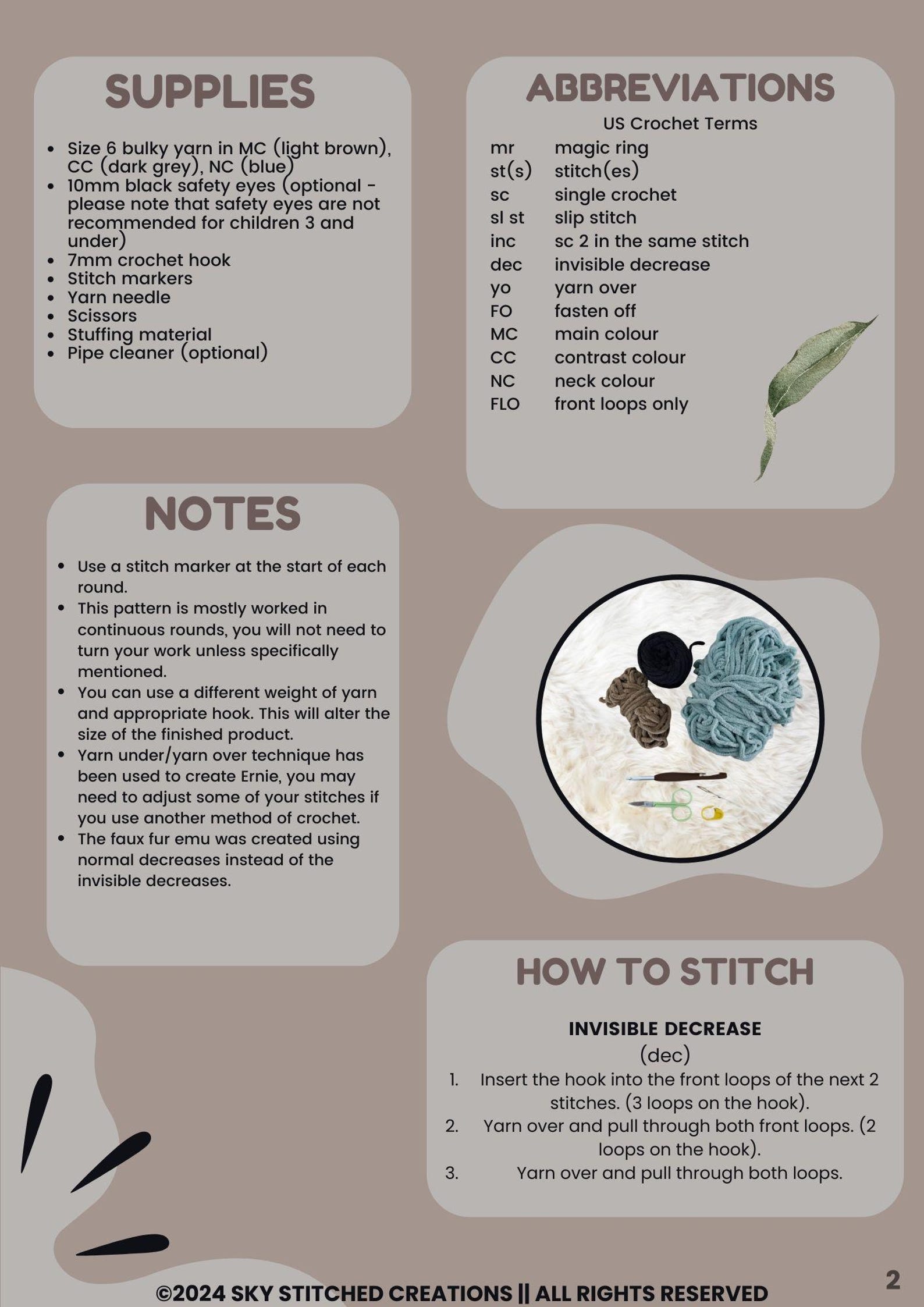 Emu Crochet Pattern - No-sew - Etsy