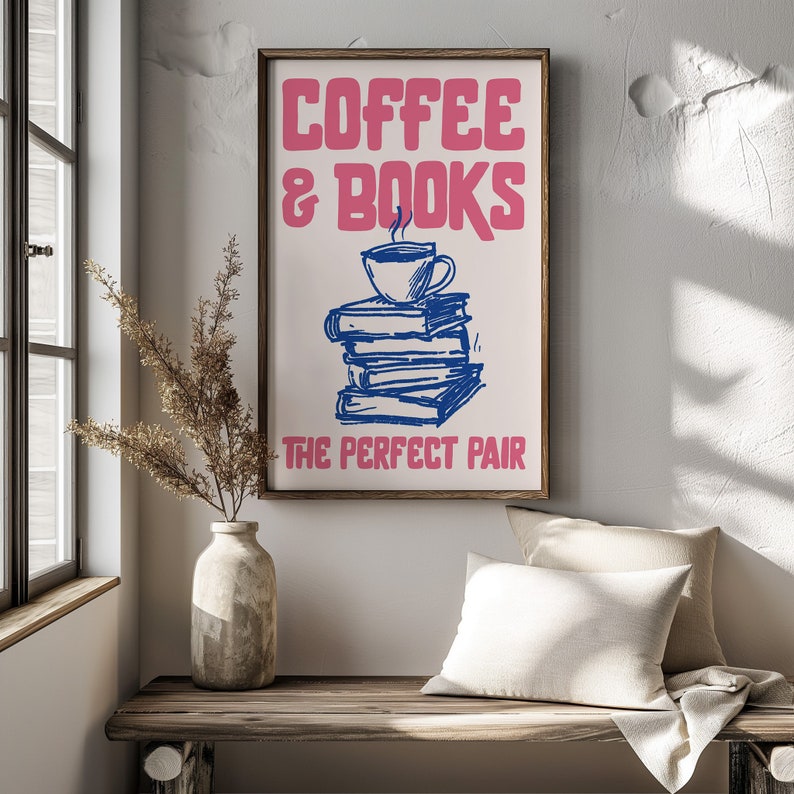 Coffee & Books Minimalist Art Print, Perfect for Coffee Lovers ...