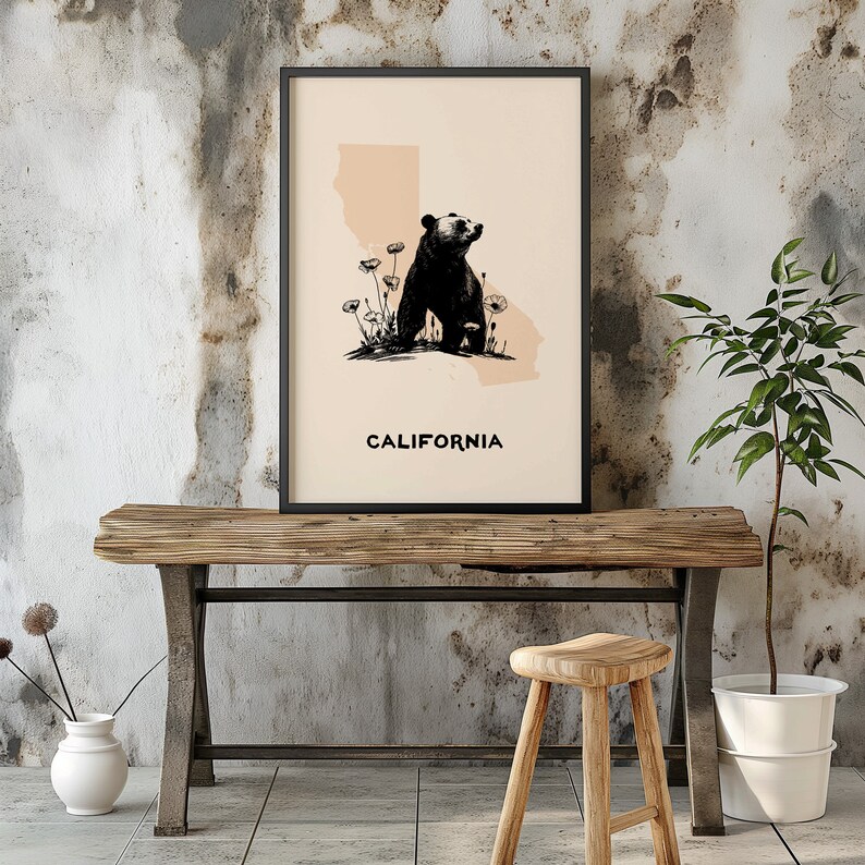 California Bear Digital Print Poster - California Wall Art - Printable ...