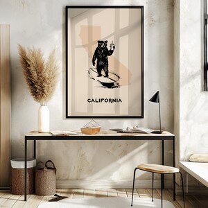California Surfing Bear Digital Art Print, California Art, California ...