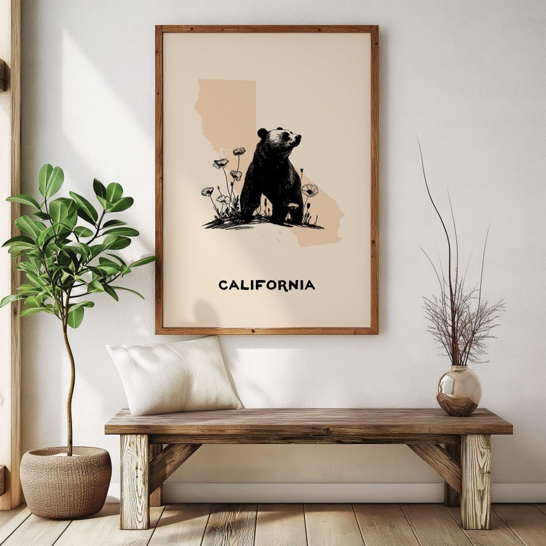 California Bear Digital Print Poster - California Wall Art - Printable ...