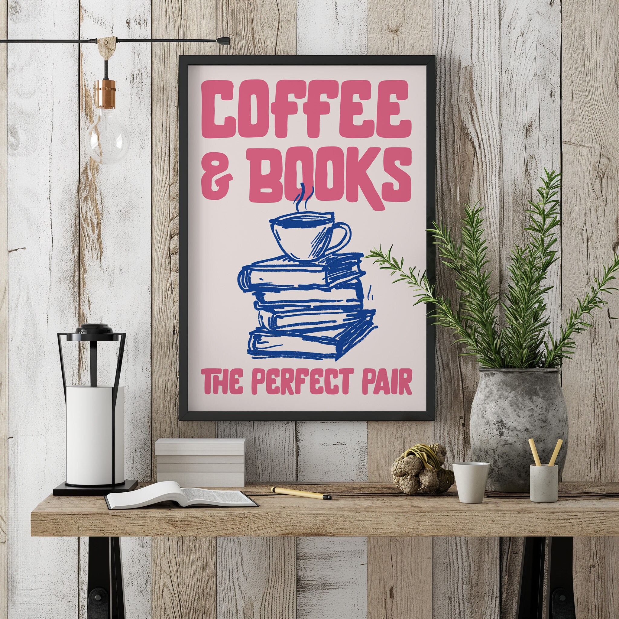 Coffee & Books Minimalist Art Print, Perfect for Coffee Lovers ...