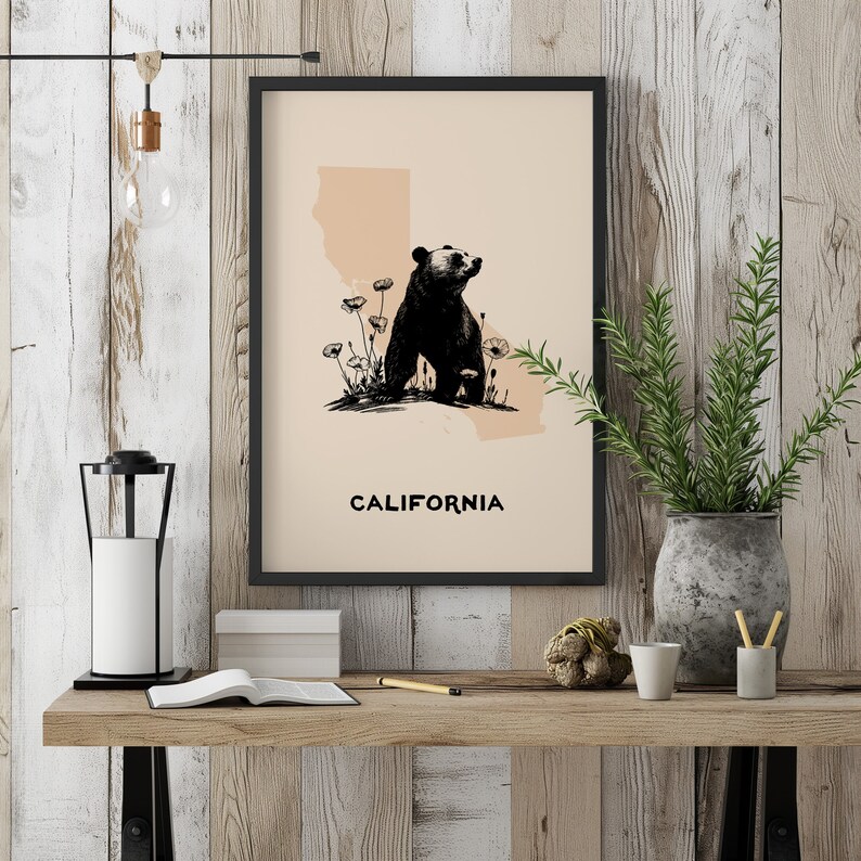 California Bear Digital Print Poster - California Wall Art - Printable ...