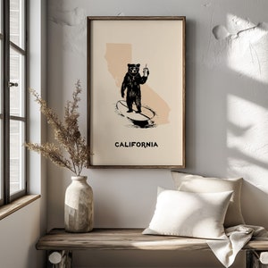 California Surfing Bear Digital Art Print, California Art, California ...