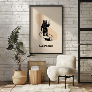 California Surfing Bear Digital Art Print, California Art, California ...