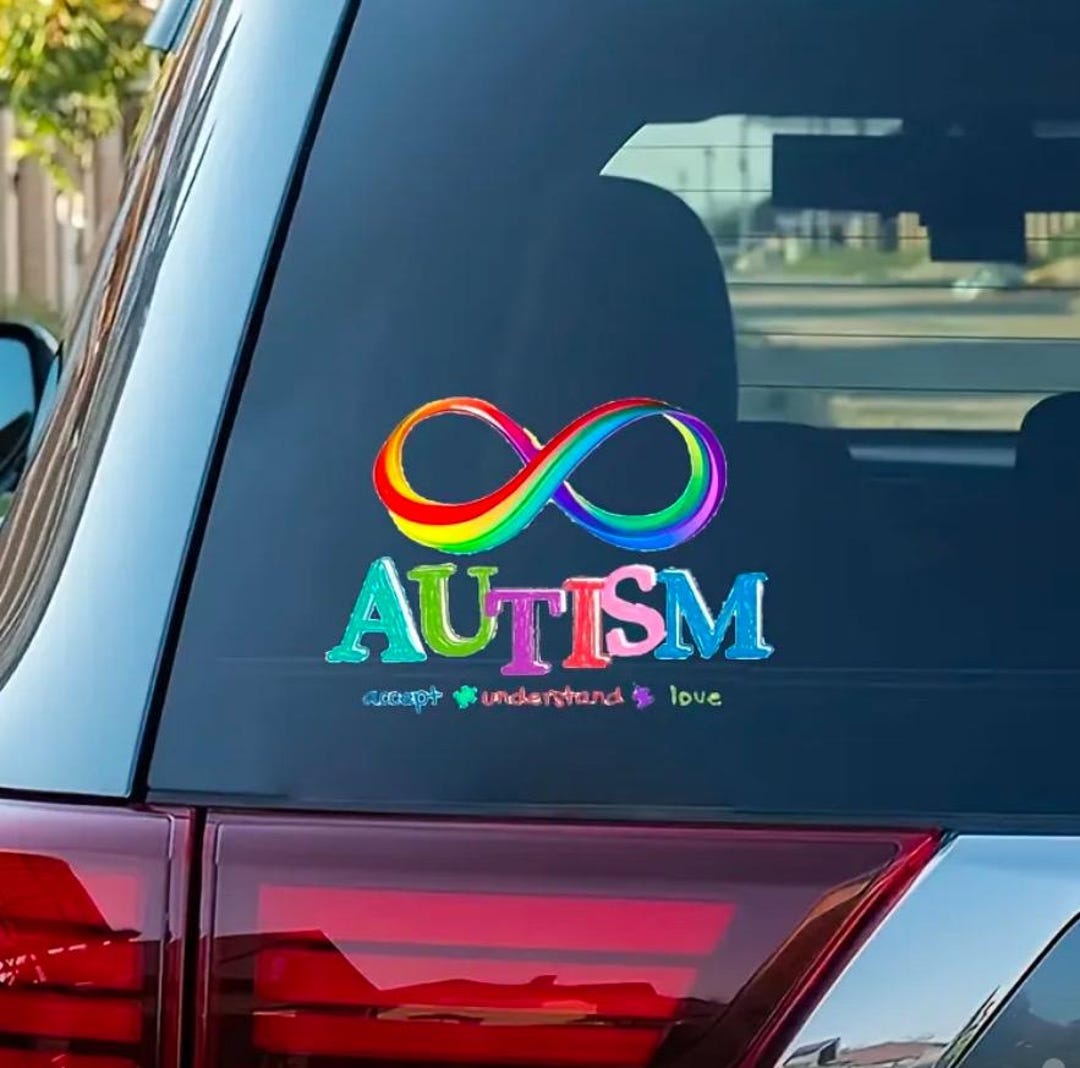 Autism Awareness Vinyl Decal, Colorful Infinity Ribbon Sticker - Etsy