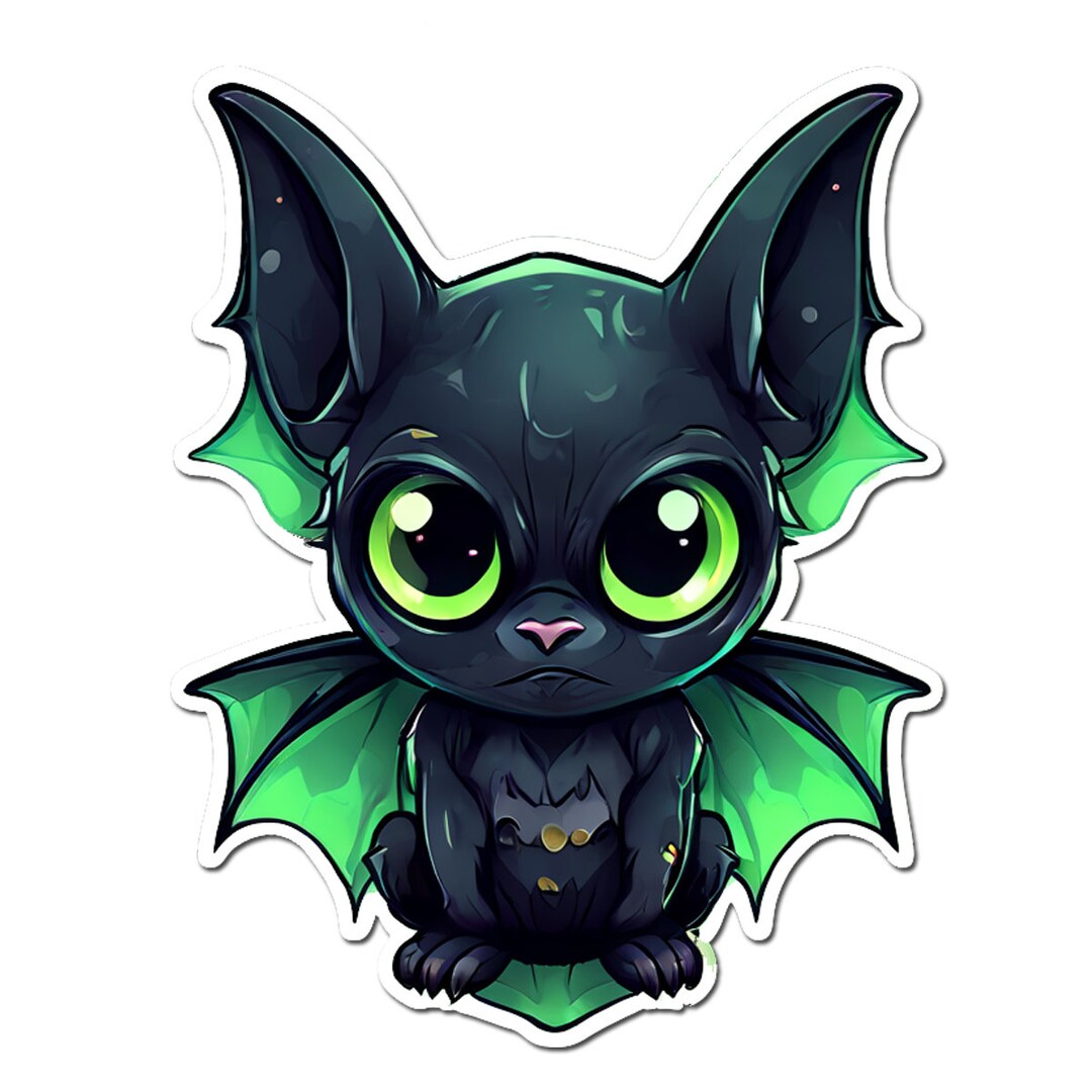 Tall Angry Green Bat Sticker, Adorable Bat, Bumper Sticker, Car Decal ...
