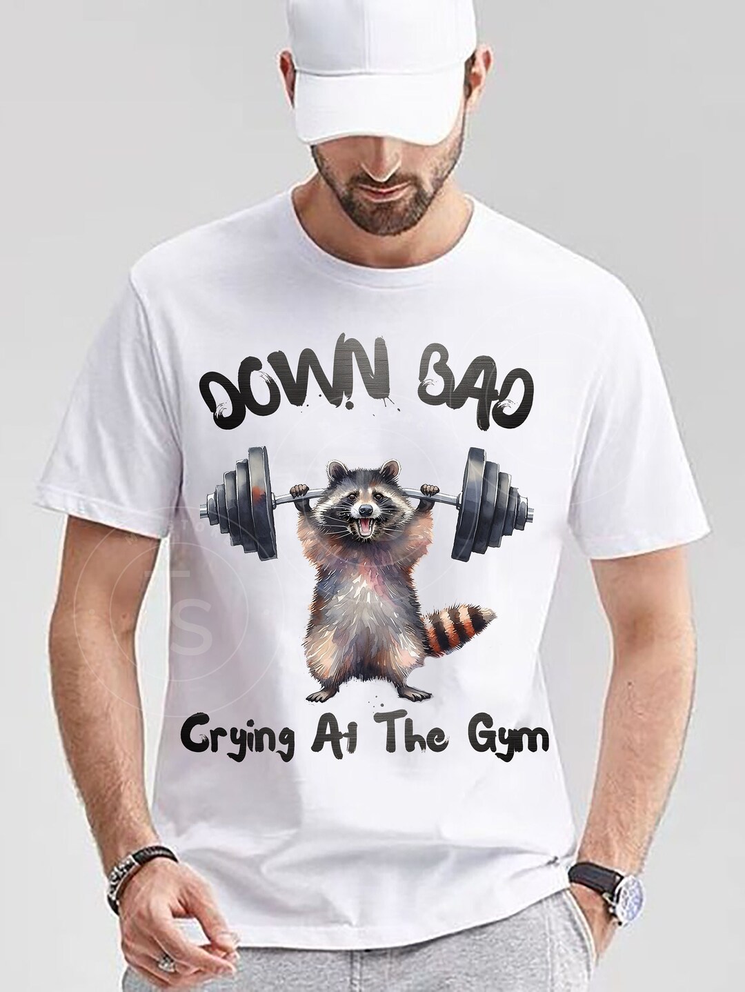 Down Bad Crying at the Gym Racoon Meme Png , Funny Workout Gym Tshirt ...