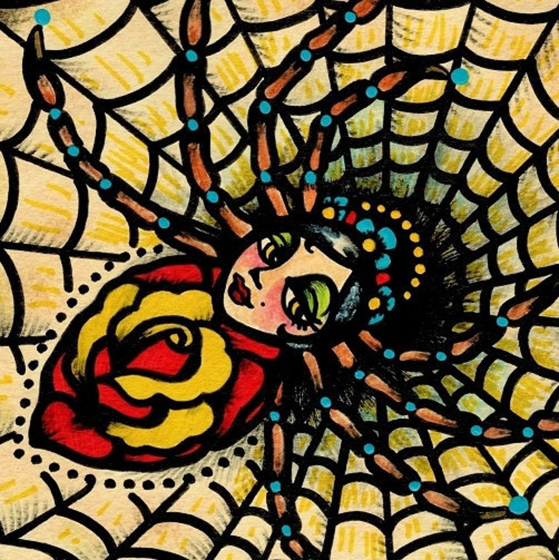 Old School Tattoo Art Spider LA ARANA Loteria Print 5 X 7, 8 X 10 or 11 ...