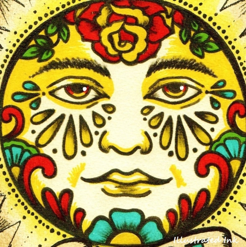Mexican Folk Art Sun EL SOL Loteria Print 5 X 7, 8 X 10 or 11 X 14 - Etsy