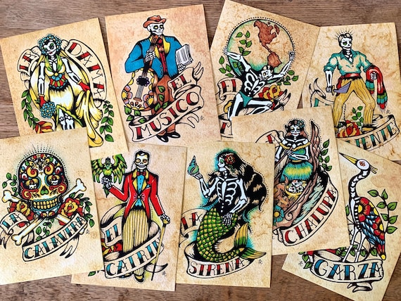 Day of the Dead Art Prints Mexican Loteria SET of 9 Designs - Etsy