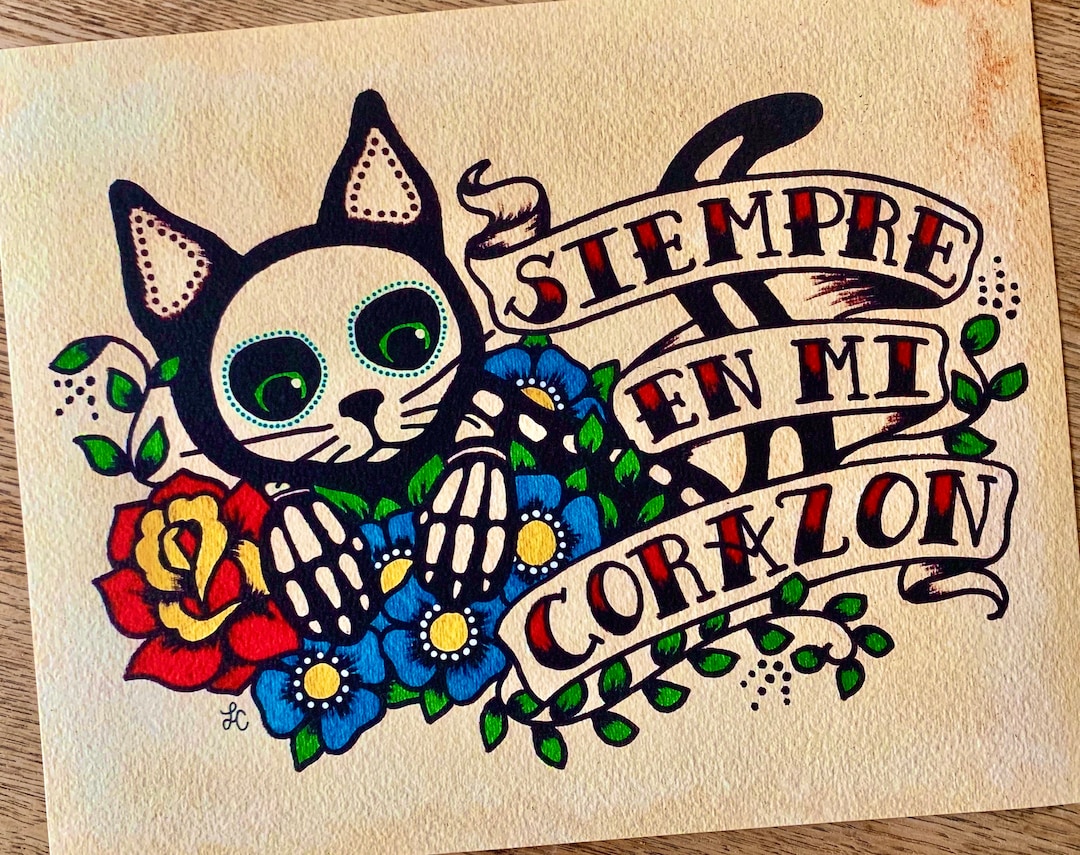 Day of the Dead CAT Dia De Los Muertos Art Print 5 X 7, 8 X 10 or 11 X ...