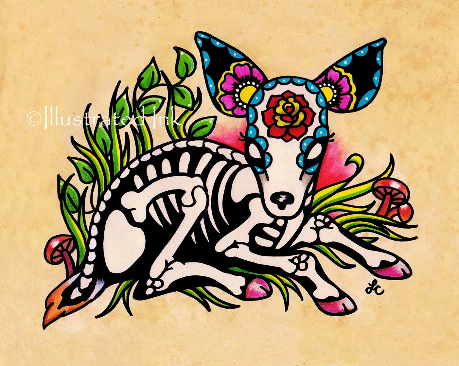 Day of the Dead Bunny RABBIT Dia De Los Muertos Art Print 5 X - Etsy