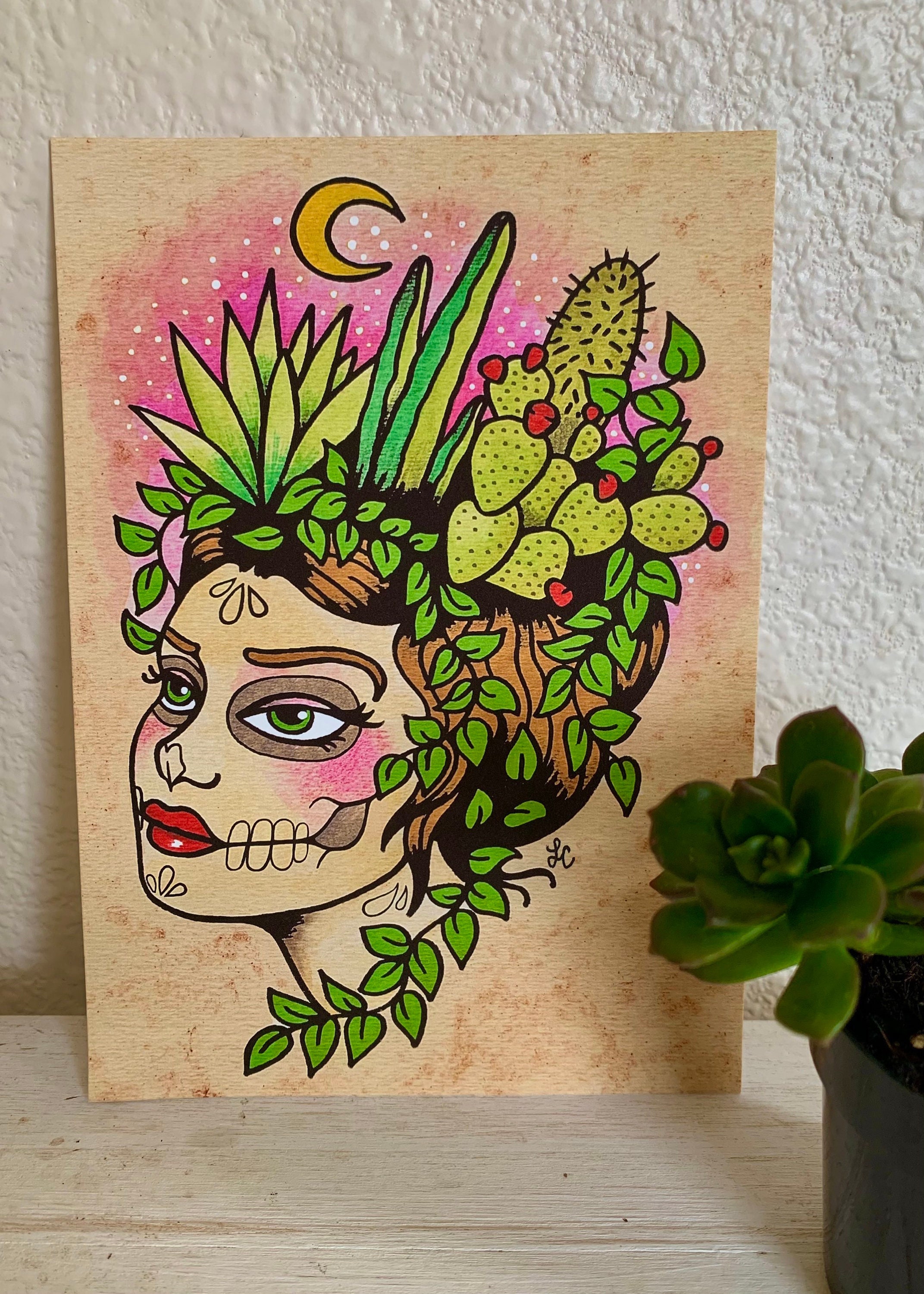 Sugar Skull Moon Tattoo