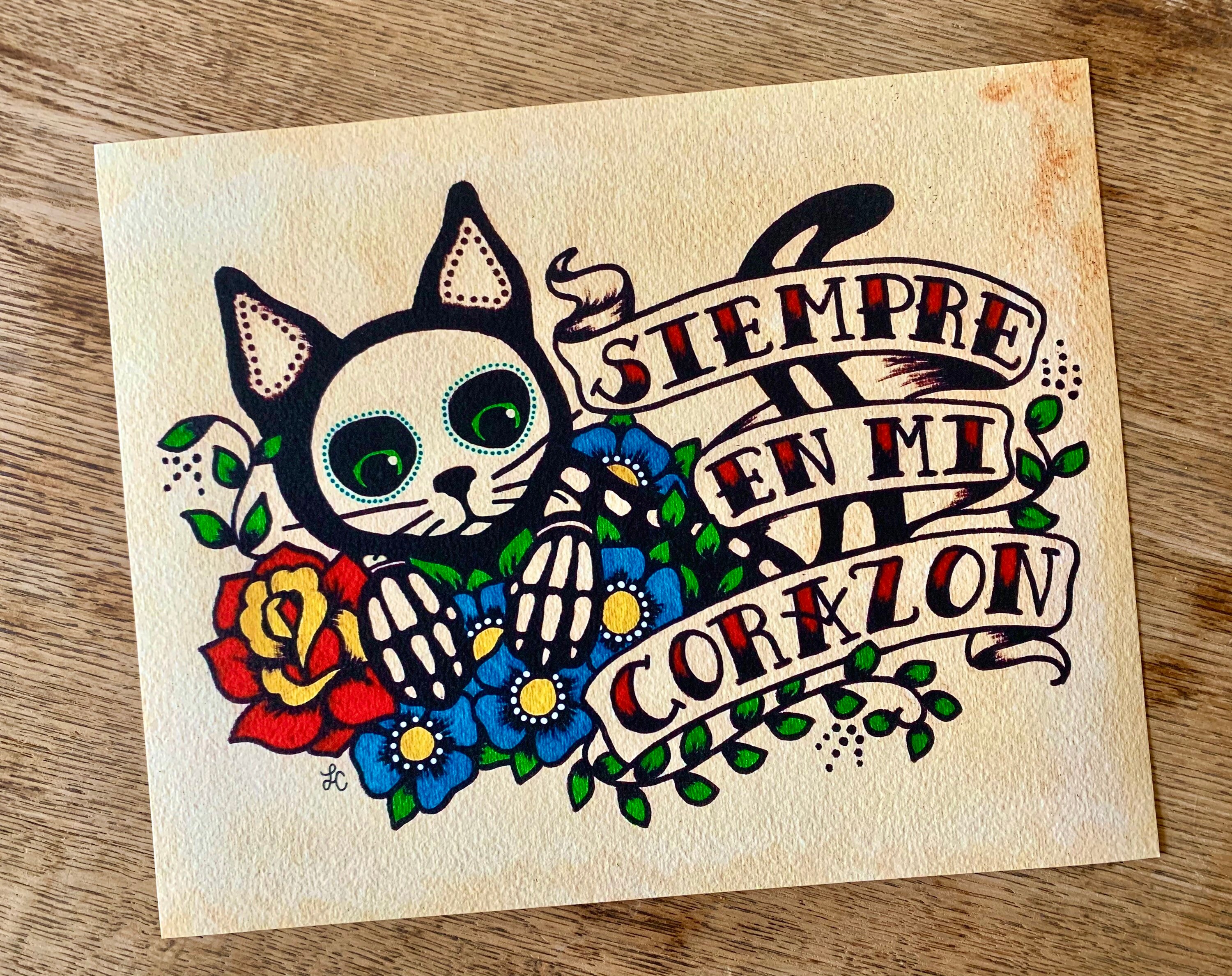 Day of the Dead CAT Dia De Los Muertos Art Print 5 X 7, 8 X 10 or 11 X ...