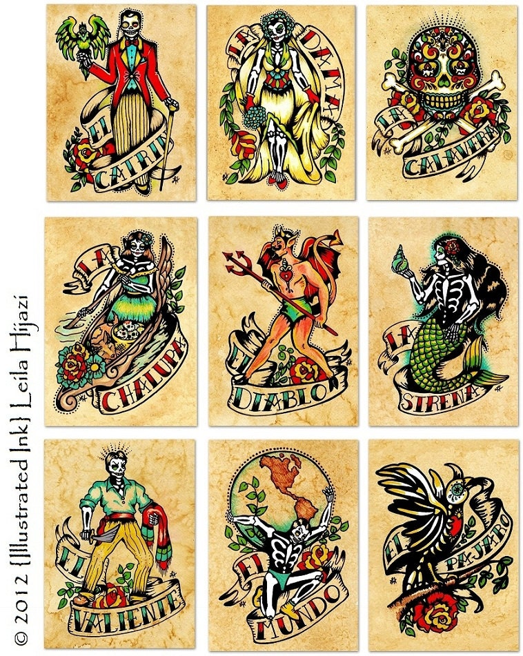 Old School Tattoo Devil Art El DIABLO Loteria Print 5 X 7, 8 X 10 or 11 ...