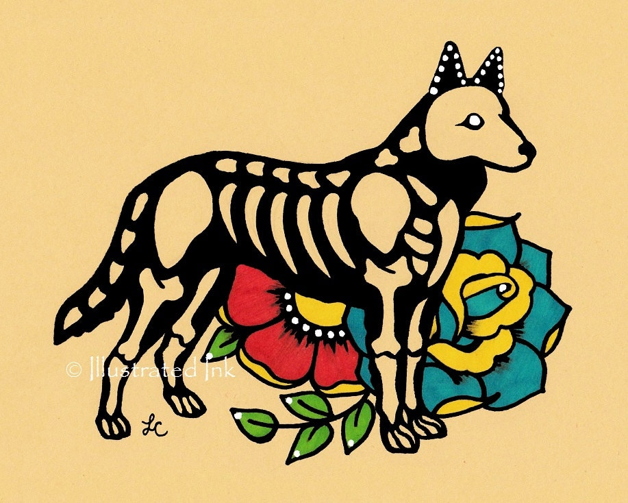 Day of the Dead Dog GERMAN SHEPHERD Dia De Los Muertos Art Print 5 X 7 ...
