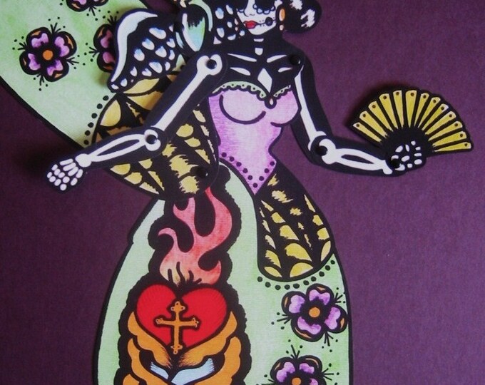 LA CATRINA Dia De Los Muertos Posable Paper Doll - Etsy