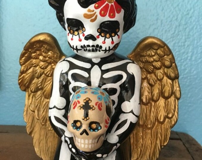 Day of the Dead Angel Statue ANGELITO With Sugar Skull Cherub - Etsy