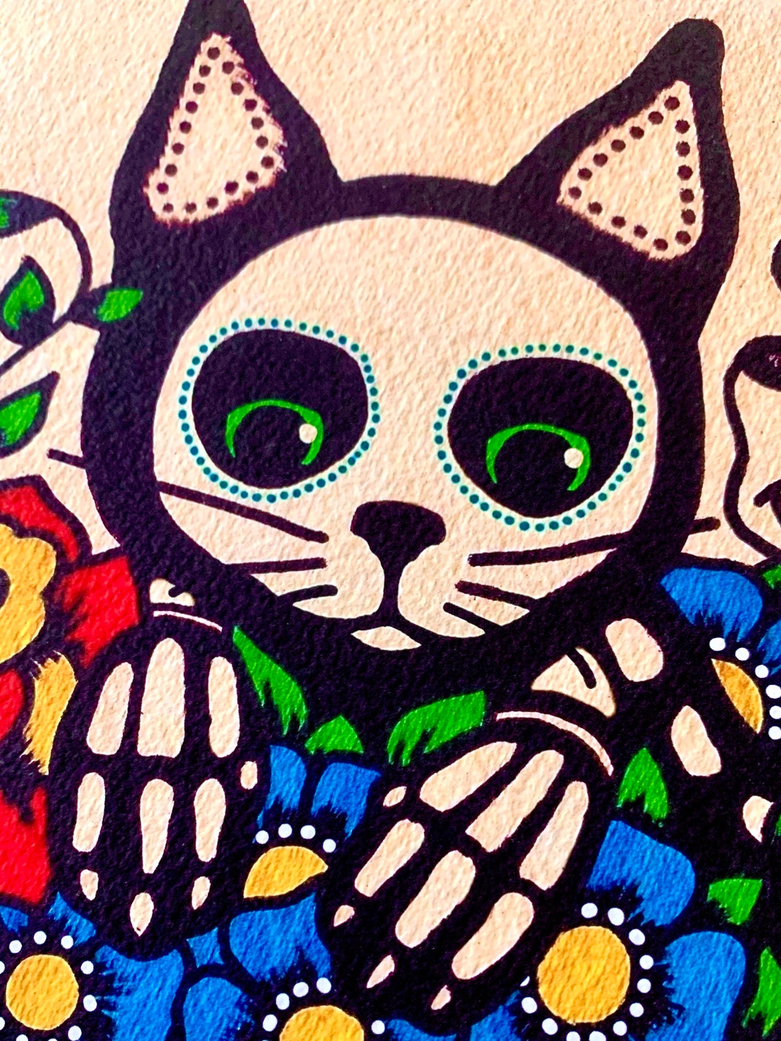Day of the Dead CAT Dia De Los Muertos Art Print 5 X 7, 8 X 10 or 11 X ...