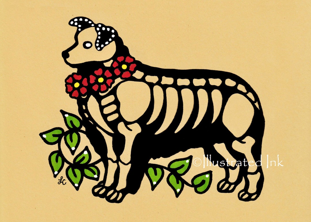 Day of the Dead Dog Shetland Sheepdog SHELTIE Dia De Los Muertos Art ...
