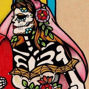 Day of the Dead WEDDING Art Print, Day of the Dead Couple Bride and ...