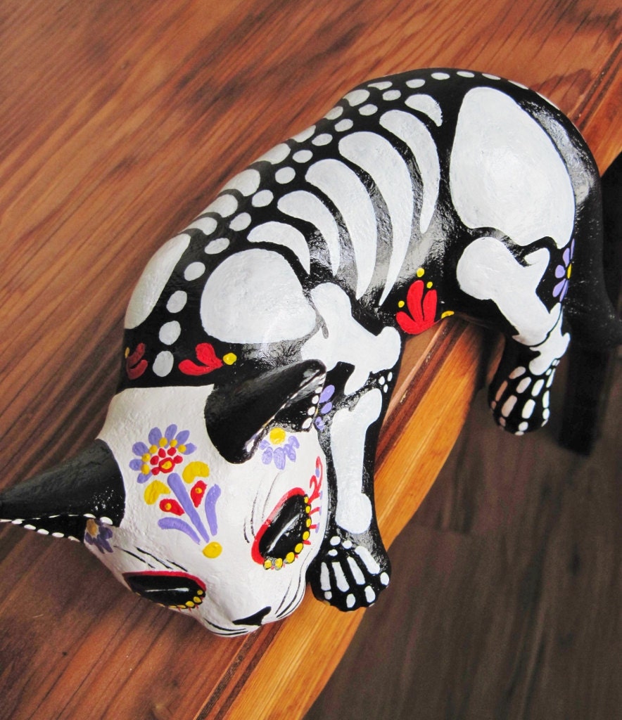 Day of the Dead CAT Shelf Sitter Skeleton Kitty Statue Pet - Etsy