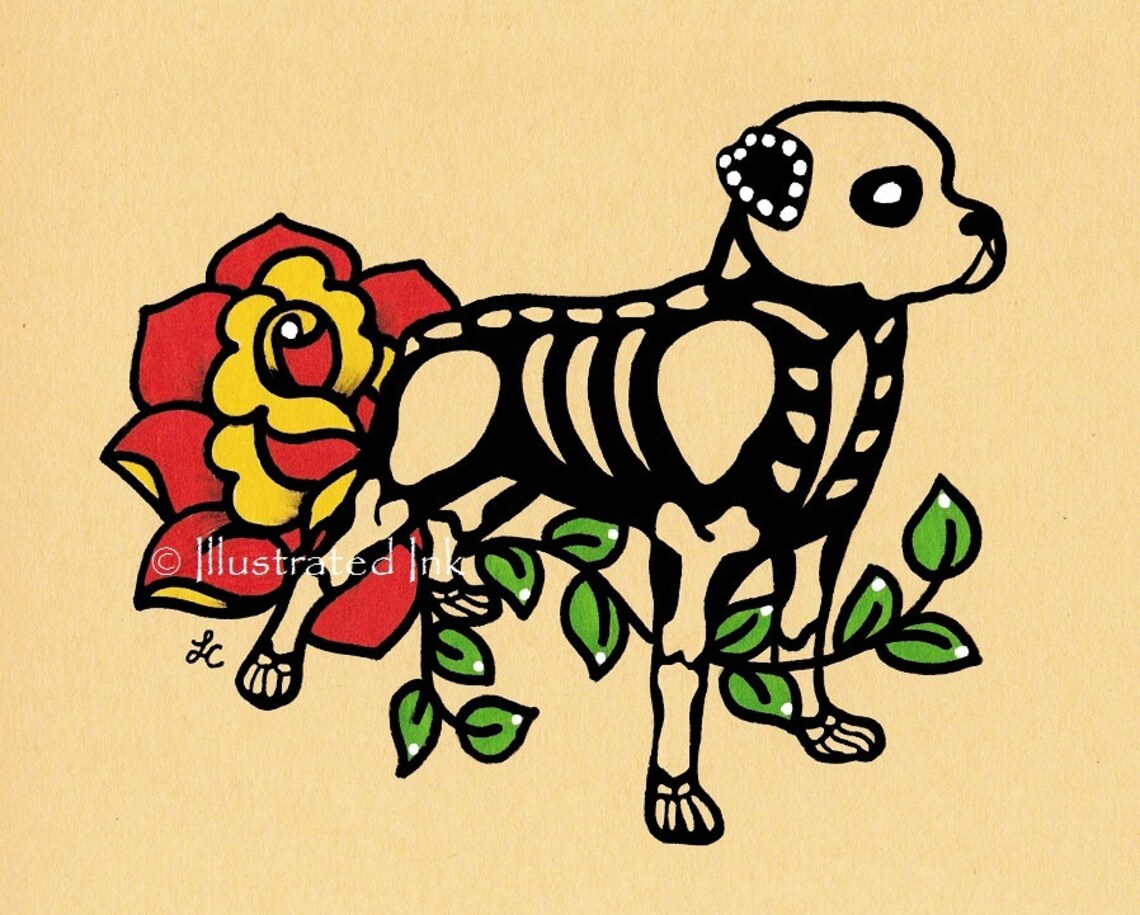 Day of the Dead Dog ROTTWEILER Dia De Los Muertos Art Print 5 X 7, 8 X ...