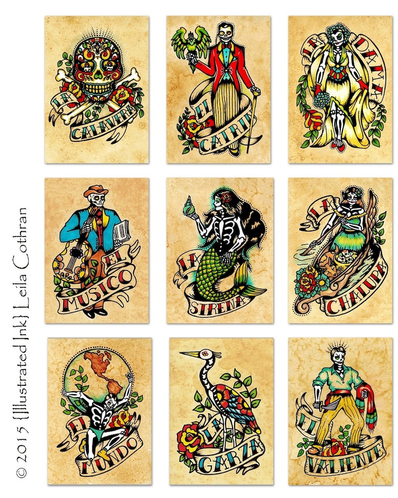 Day of the Dead Art Prints Mexican Loteria SET of 9 Designs - Etsy