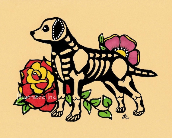 Dia De Los Muertos Dog LABRADOR Day of the Dead Art Print 5 X - Etsy