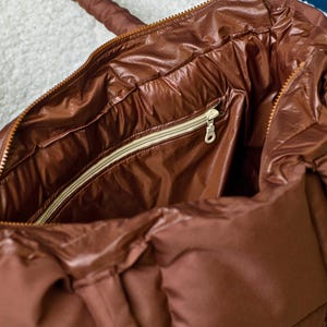 Brown Handmade Oversized Puffer Bag - Pillow Bag in Brown - Large ...