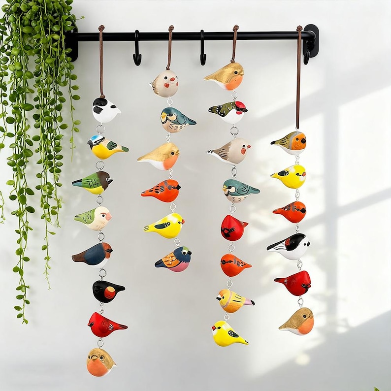 Hand-crafted Wooden Bird Ornament/hand Carved Wooden Bird Hanging ...