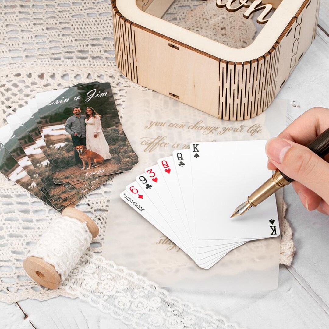 Custom Couple's Photos Playing Cards, Wedding Guestbook, Custom Playing ...