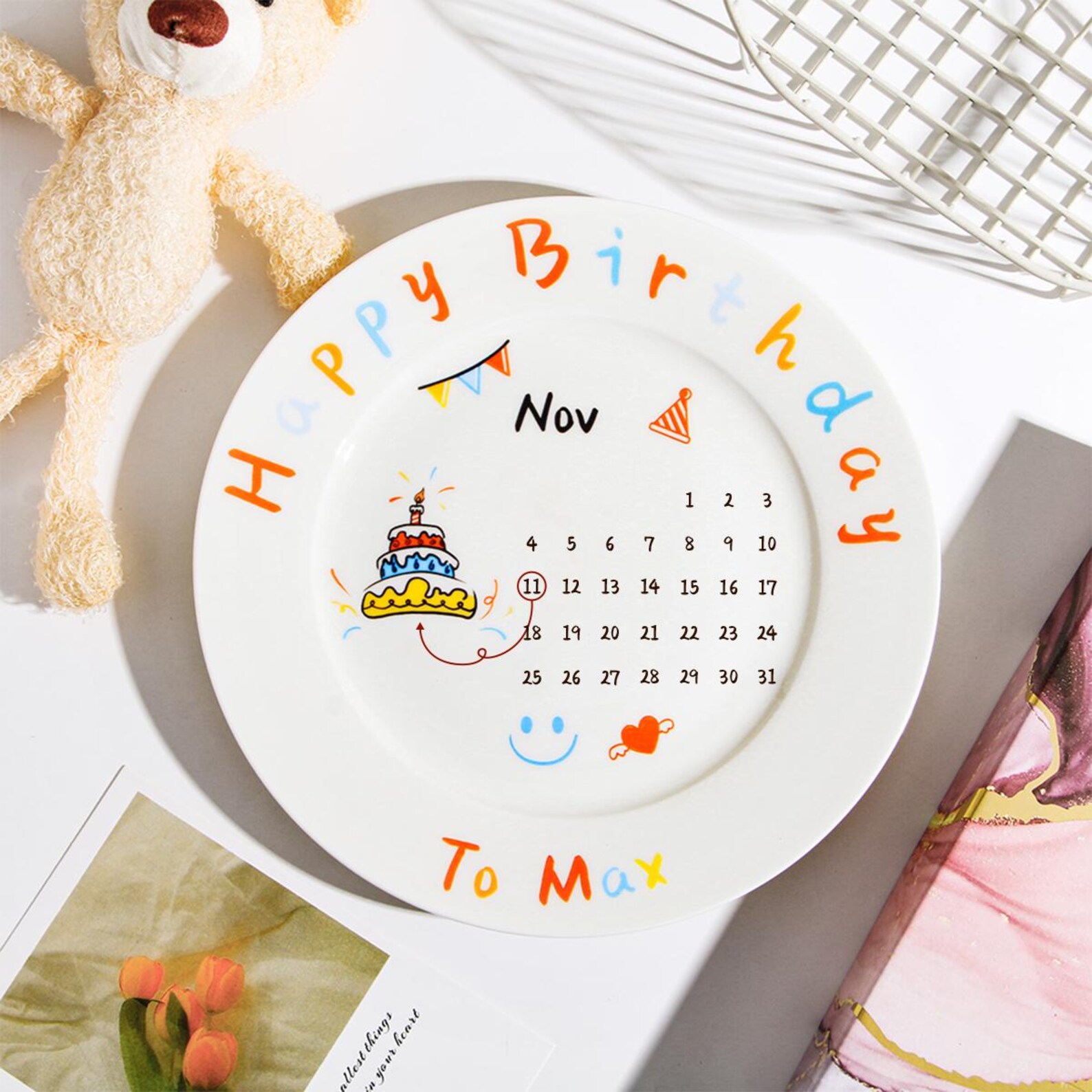 Personalizeds Birthday Plates for Him/her-ceramic Happy Birthday Plate ...