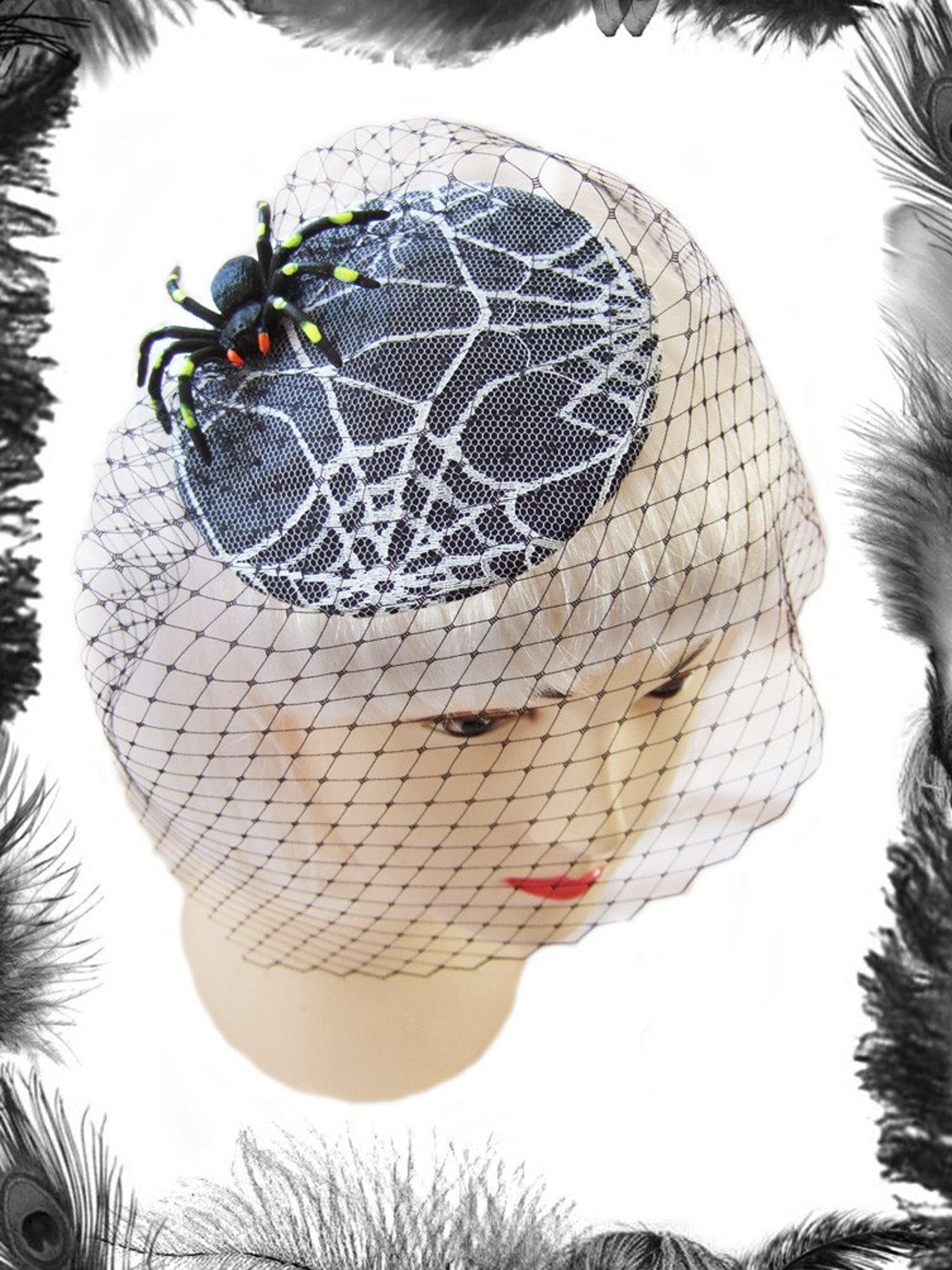 Spider Web Lace Cocktail Hat Gothic Hat Psychobilly Hat | Etsy