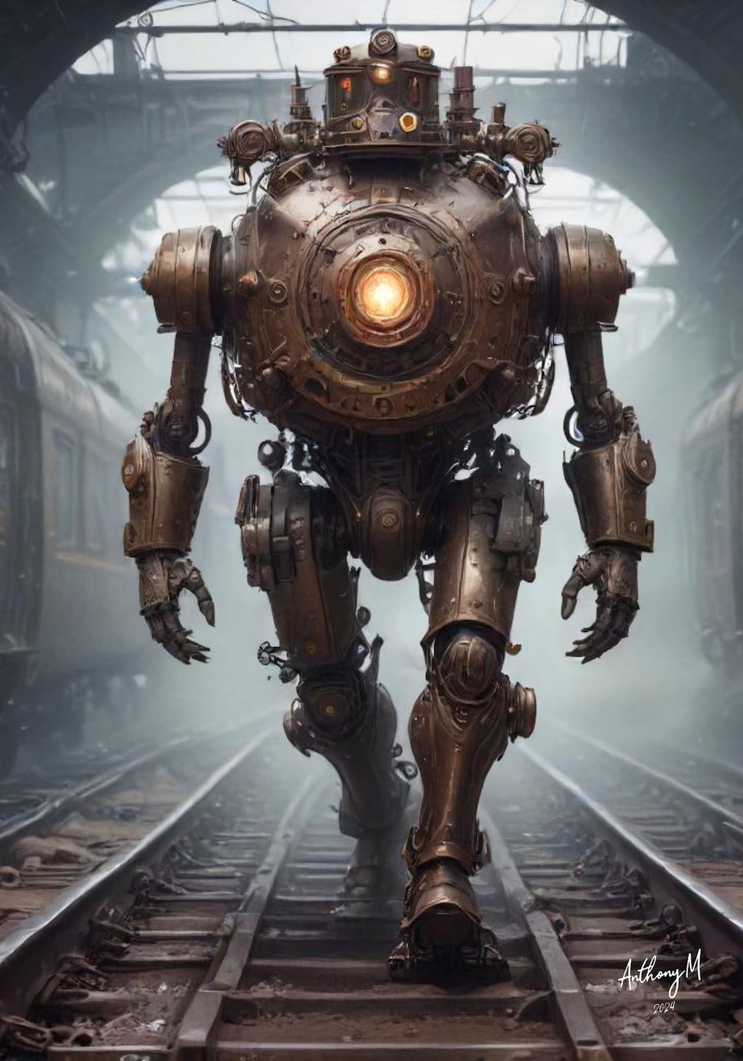 Steampunk Robots Number 1 Wall Art Print, Steampunk Collection, Decor, Artist Inspired Artwork ...