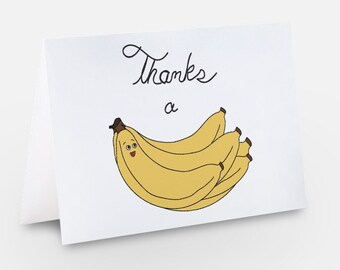 Thank You Card Thanks a Bunch Bananas Card, Thanks Card, Pun Card ...