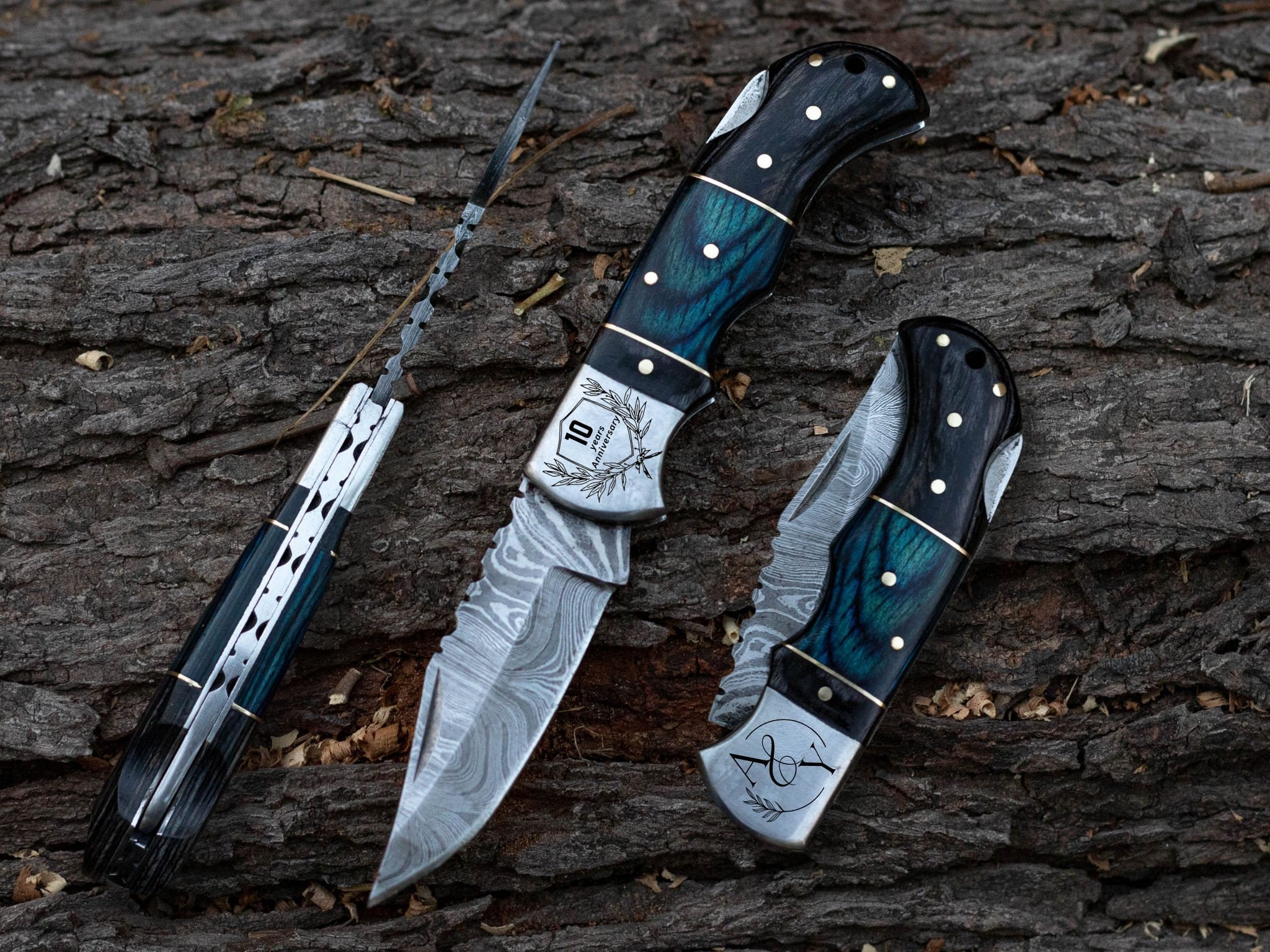 Handmade Custom Pocket Knife for Men, Damascus Steel Folding Knife ...