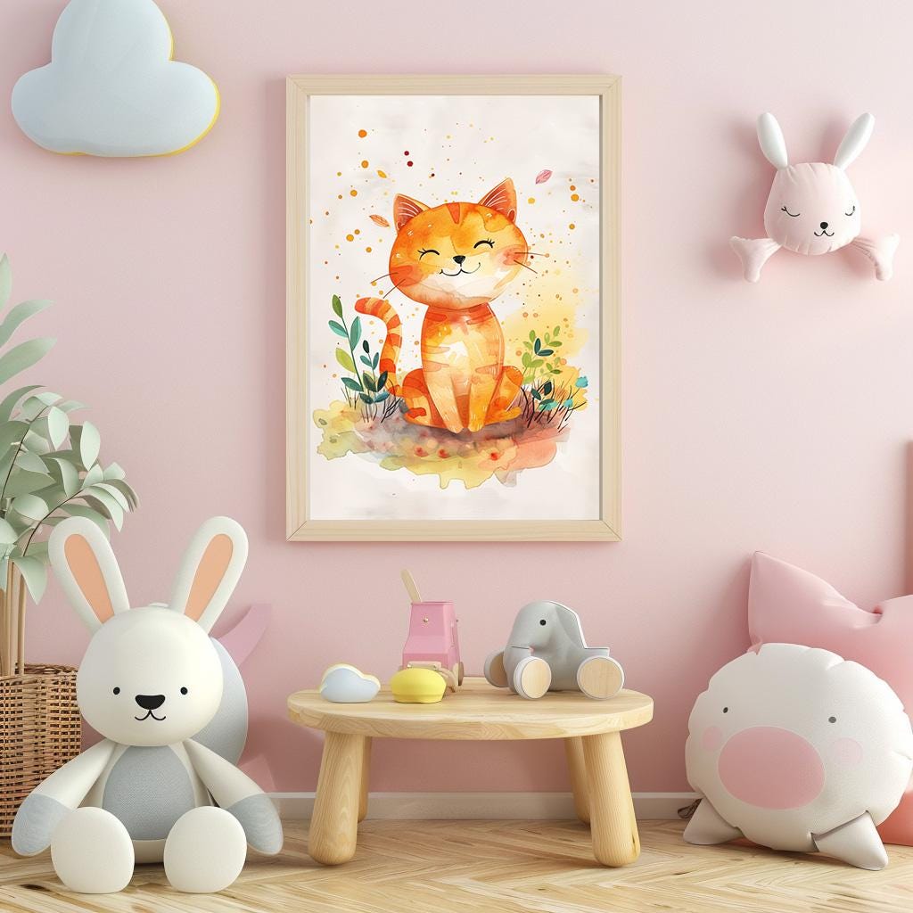 Cute Digital Print, Elephant Nursery Decor, Giraffe Nursery Printable ...