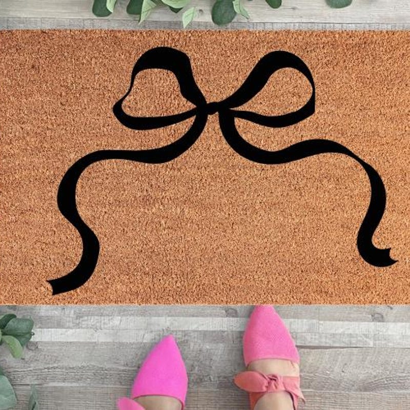 Black Bow Welcome Mat - Etsy