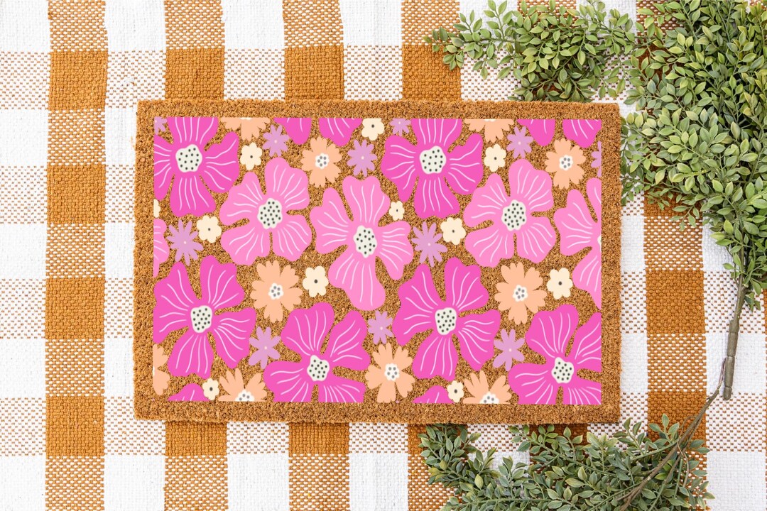 Welcome Mat Spring Mat Pink Decor Floral Decor - Etsy