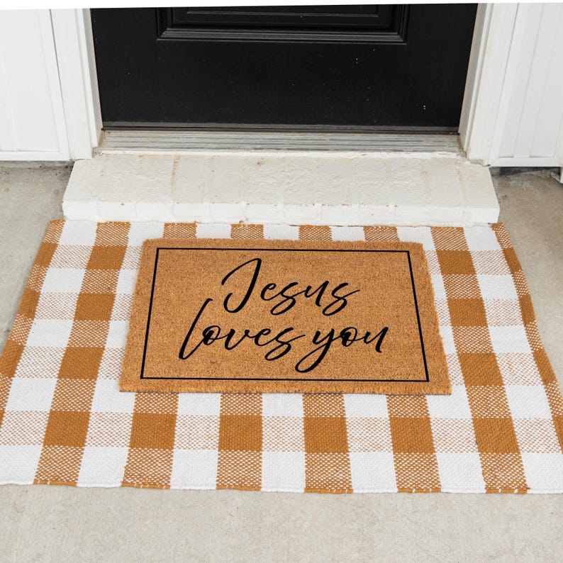 Jesus Loves You Doormat - Christian Welcome Mat - Faith Home Decor ...